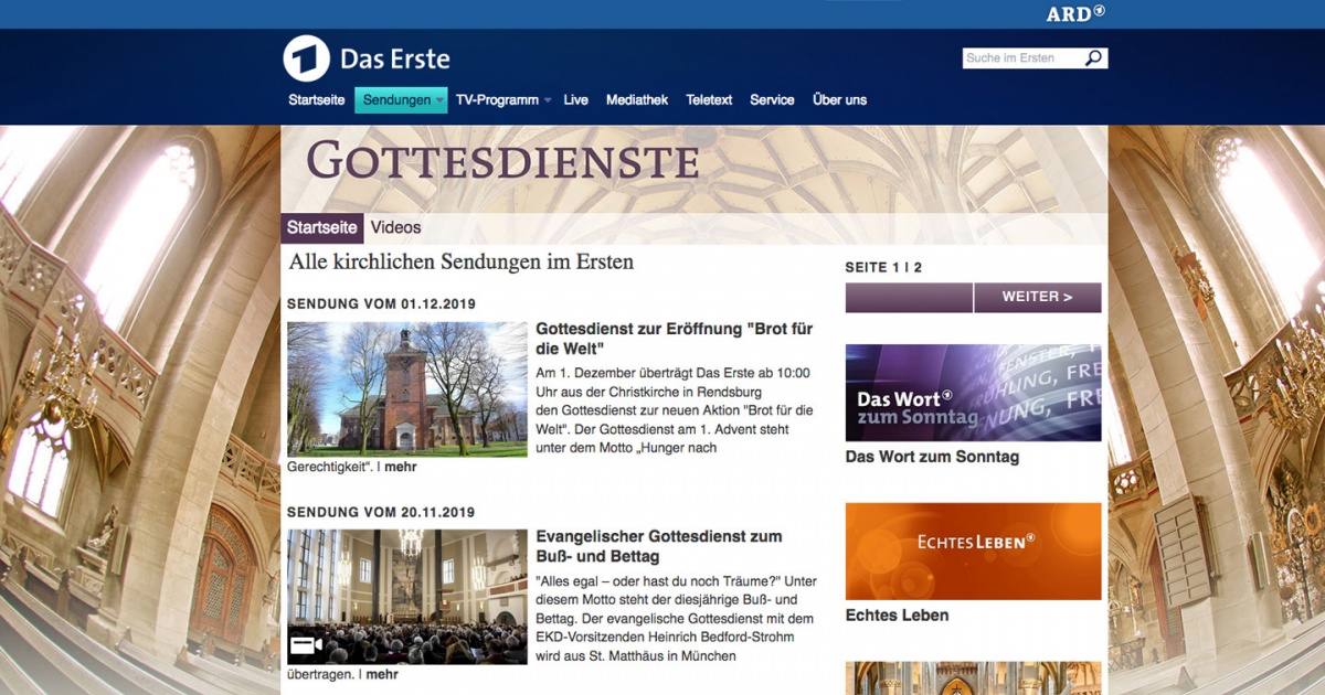 ARD-Website für kirchliche und religiöse Sendungen | evangelisch.de